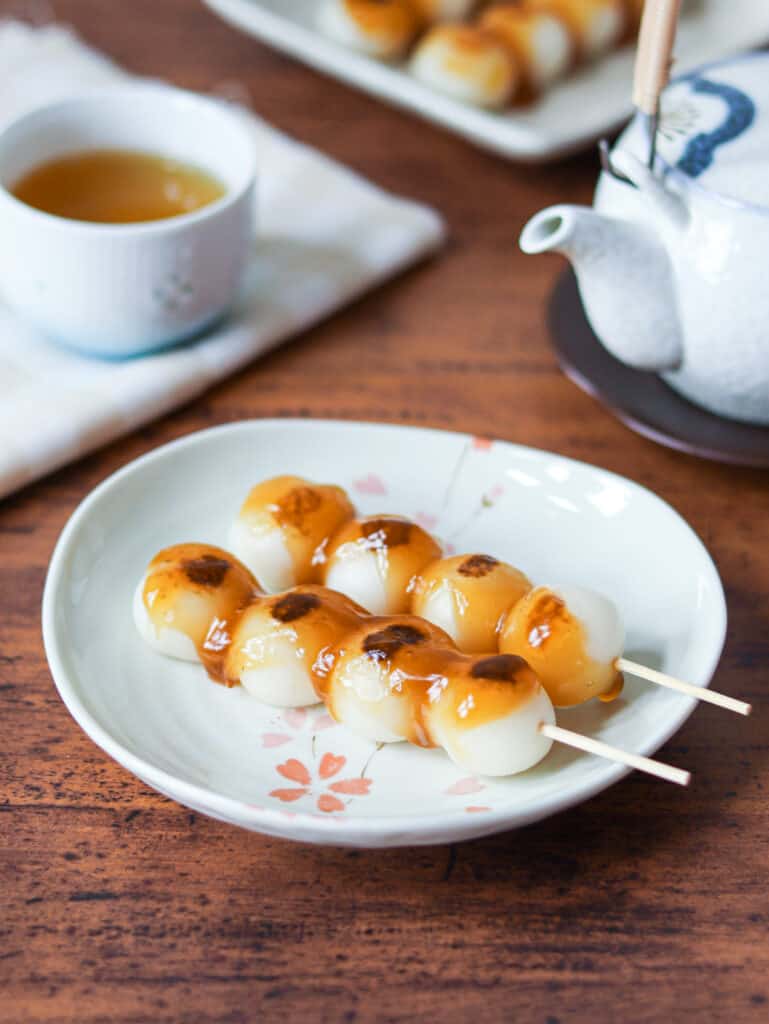 Mitarashi Dango (Japanese Rice Dumplings with Sweet Soy Glaze) - Umami Pot
