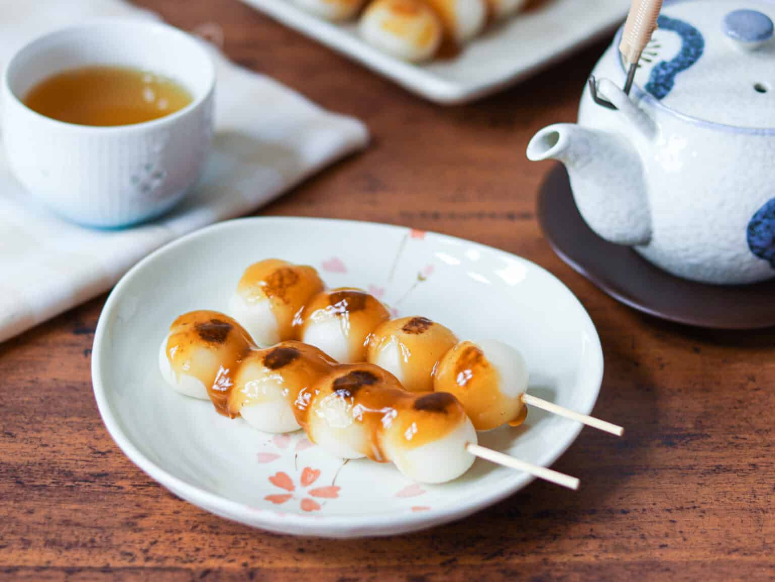 Mitarashi Dango (Japanese Rice Dumplings with Sweet Soy Glaze) - Umami Pot