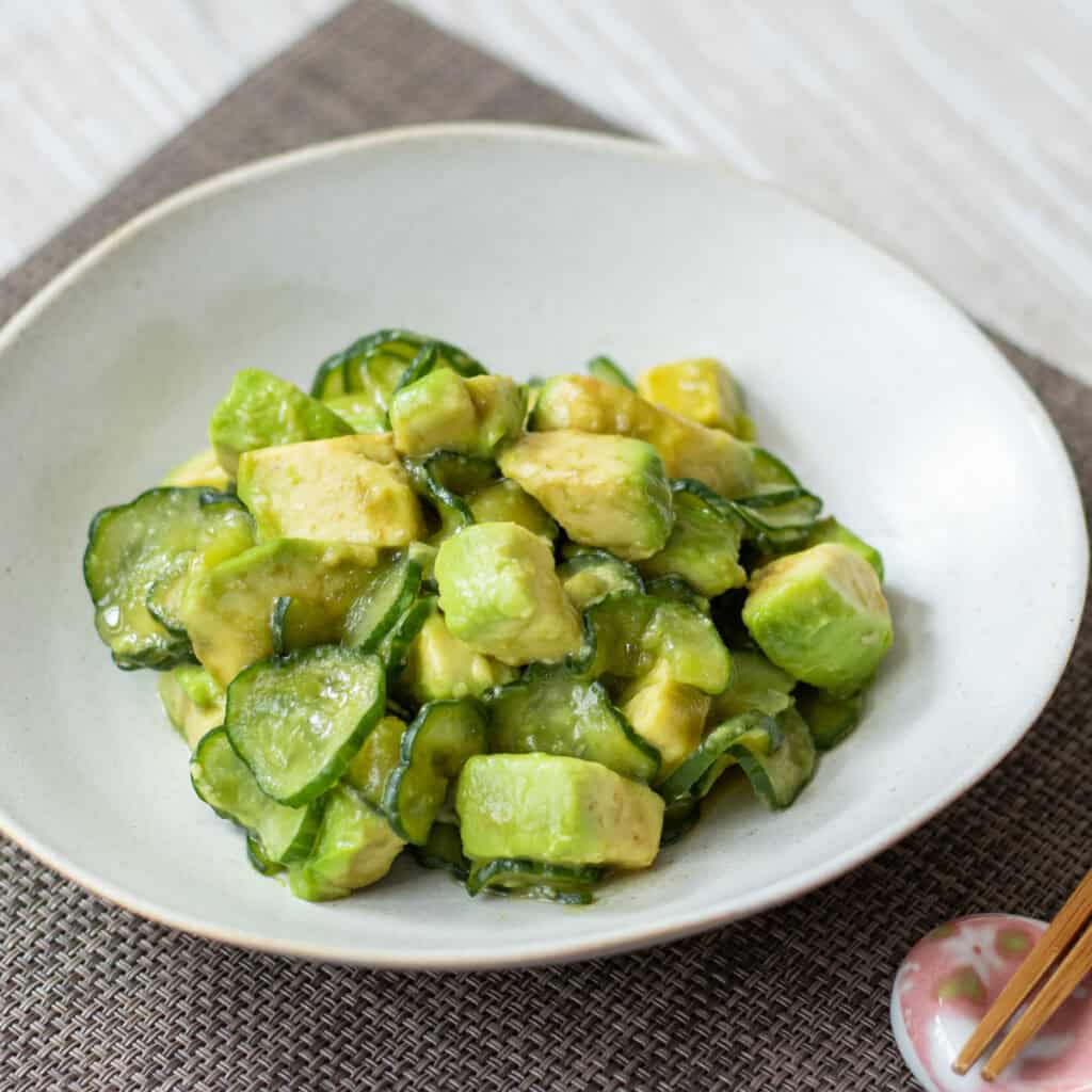 Japanese Avocado Salad with Cucumber - Umami Pot