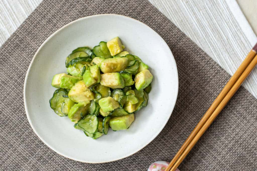 Japanese Avocado Salad with Cucumber - Umami Pot
